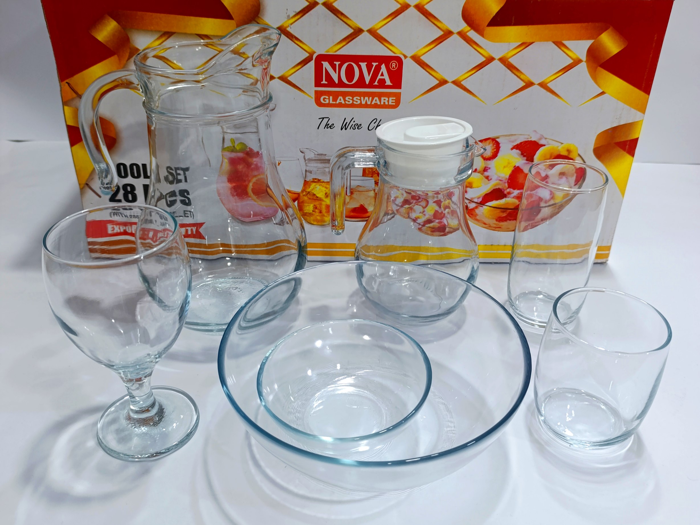 Cool Set Clear Glass (28 Pcs) | Water Set And Jugs